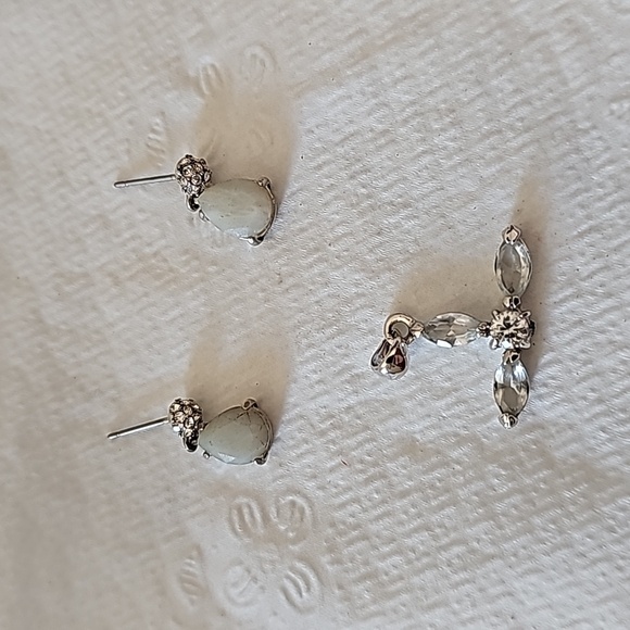 white | Jewelry | White Jade Look Simulated Diamond Pendant Earring ...